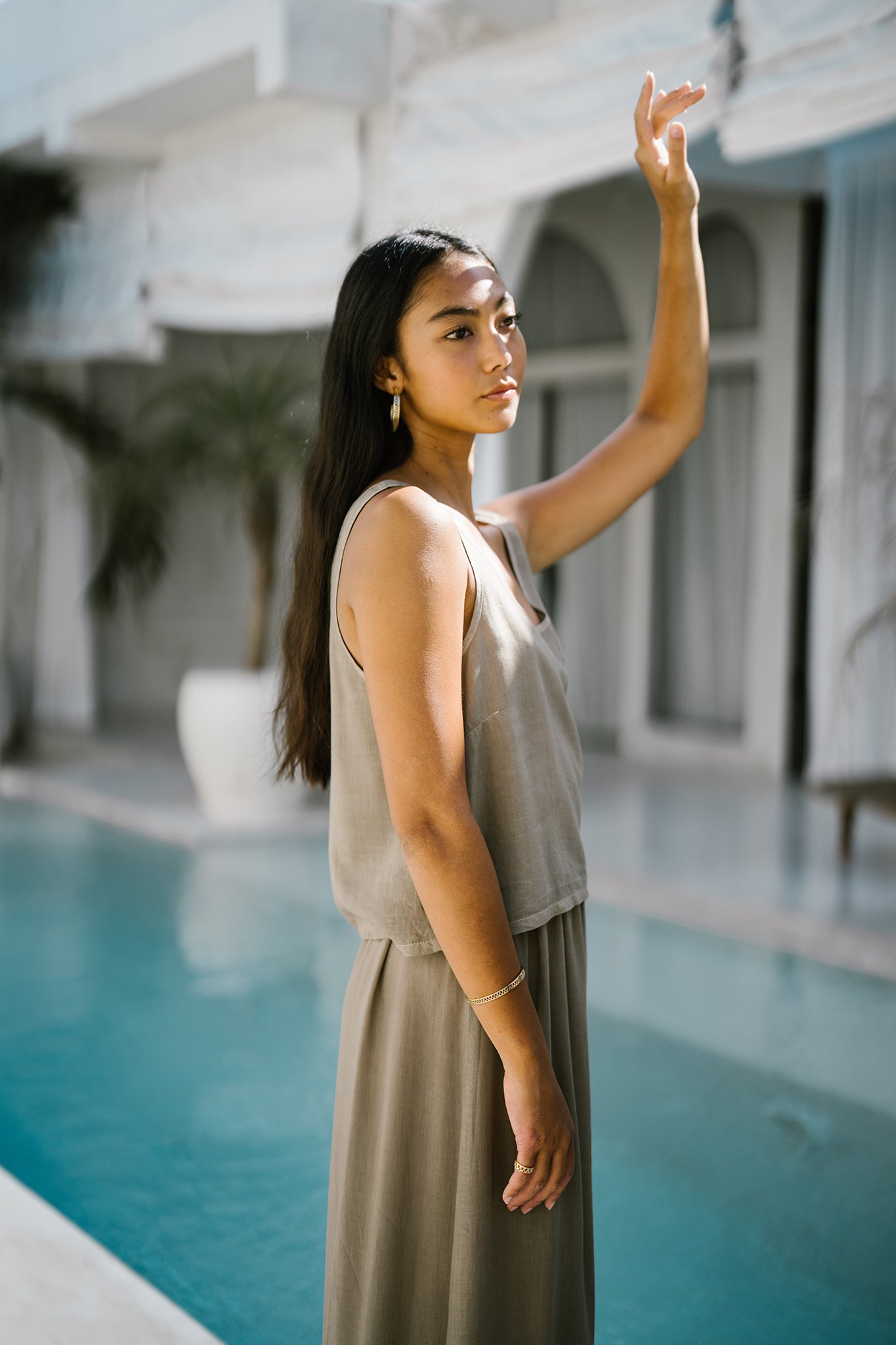 Nia Plant Dyed Vest Top Smokey Taupe